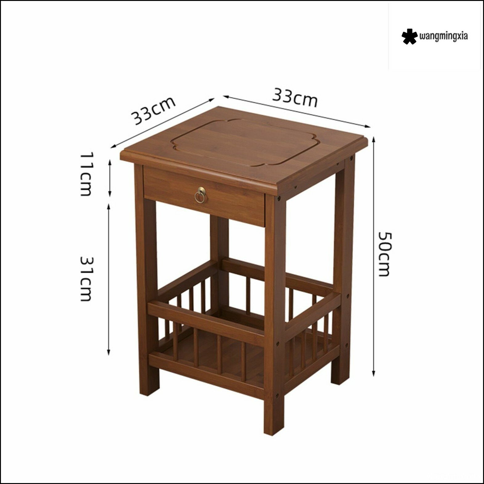 Эксклюзивный журнальный столик из МДФ в традиционном китайском стиле, 33x50 см, коричневый, с выдвижными ящиками