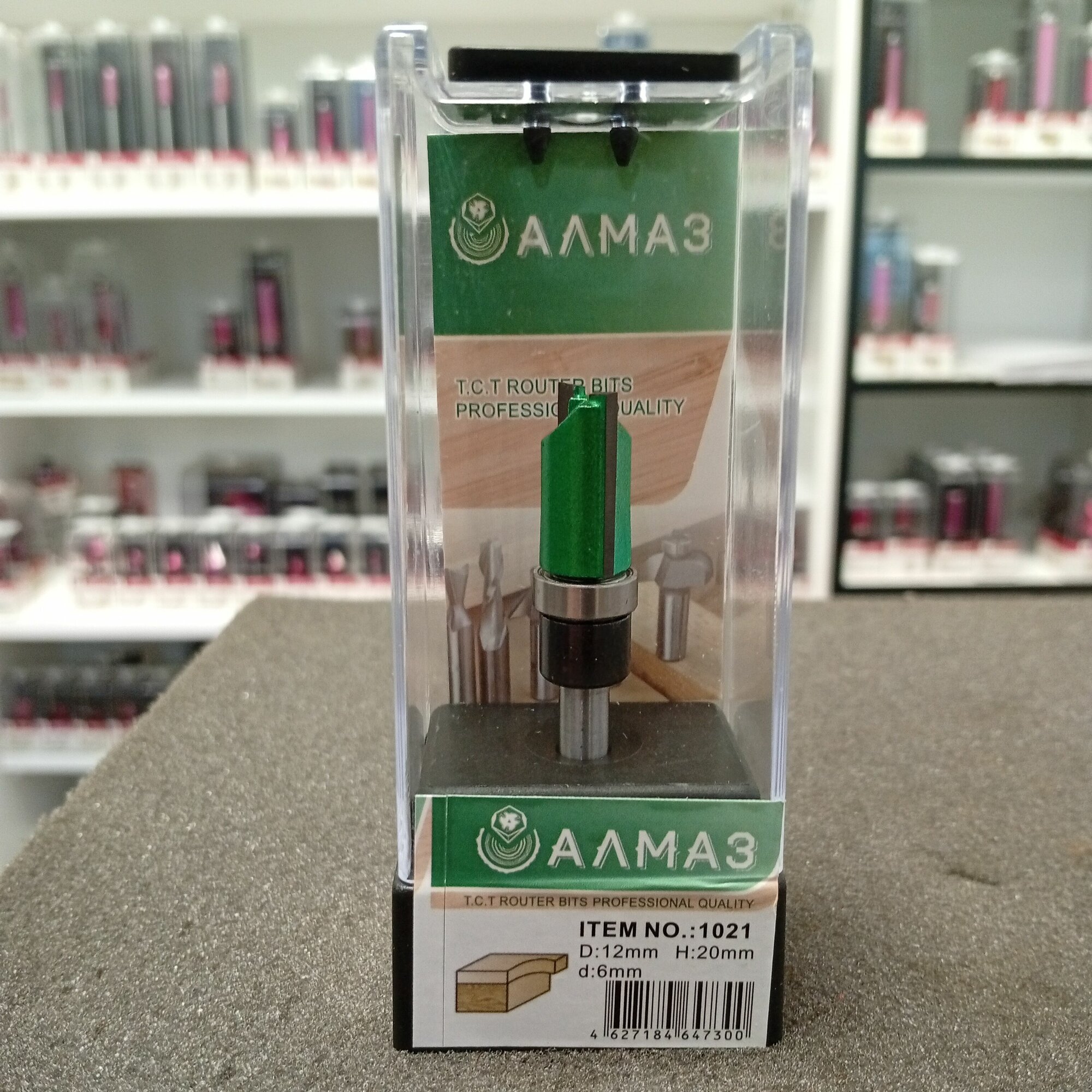 Фреза обгонная с верхним подшипником Алмаз 1021 D:12mm I:20mm d:6mm