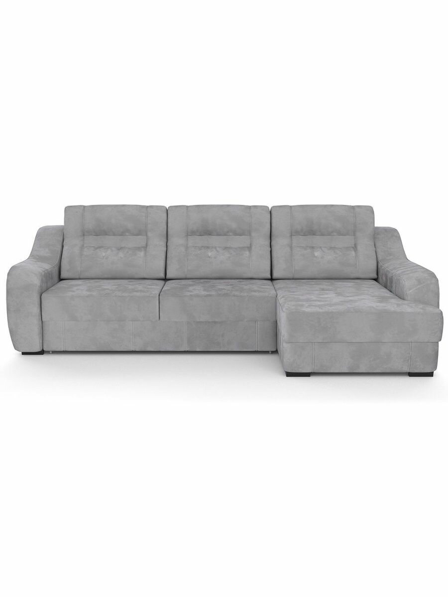 Угловой диван-кровать, раскладной, высоковыкатной, PUSHE Ройс, правый угол, серый Nebby 316