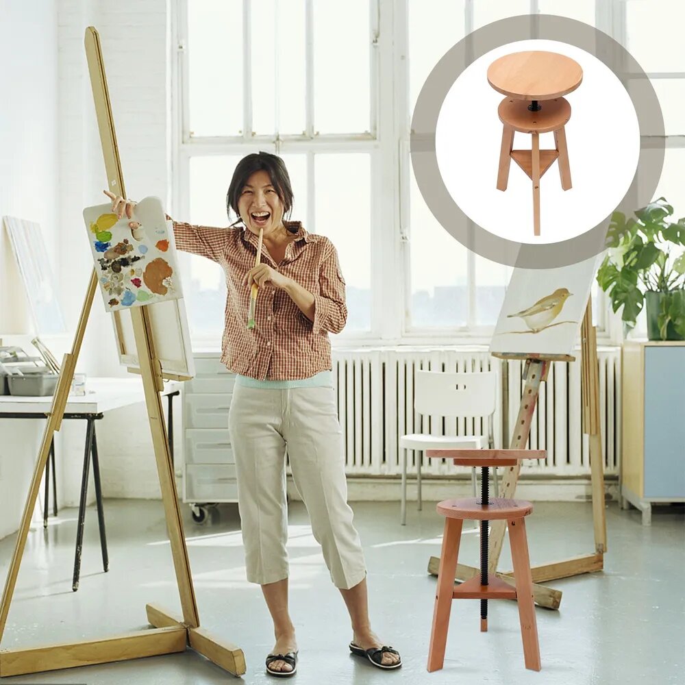 Деревянный Табурет Для Рисования, С Подъемом, Высота Регулируется, Многофункциональный, 1 Комплект, Для Художников И Студентов