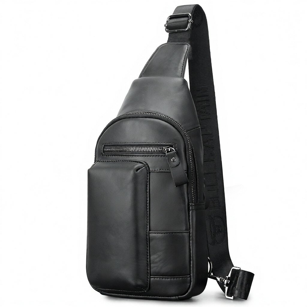 Мужской кожаный сумка-слинг с держателем для телефона водонепроницаемый перехватный рюкзак грудной плечевой рюкзак для походов велосипедных поездок альпинизма путешествий Черный Кофейный Желтовато-коричневый 31*17*9 см 1 шт