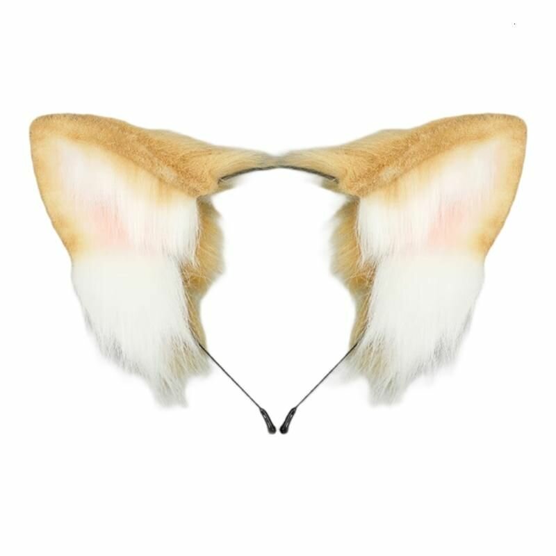 Ободок с ушками собаки и хвостом из искусственного меха для Хэллоуина, собачьи уши верблюжьего цвета
