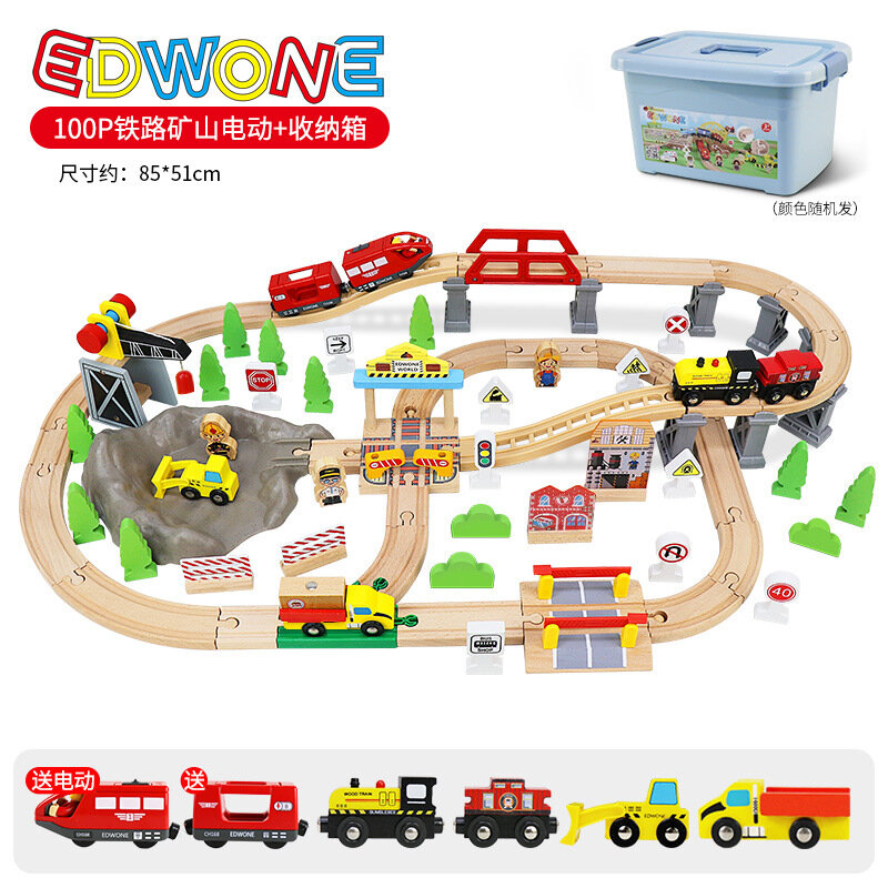 Детская игрушка EDWONE70P, деревянная железная дорога из бука, маленькая игрушка для поезда, оптовая продажа деревянных игрушек