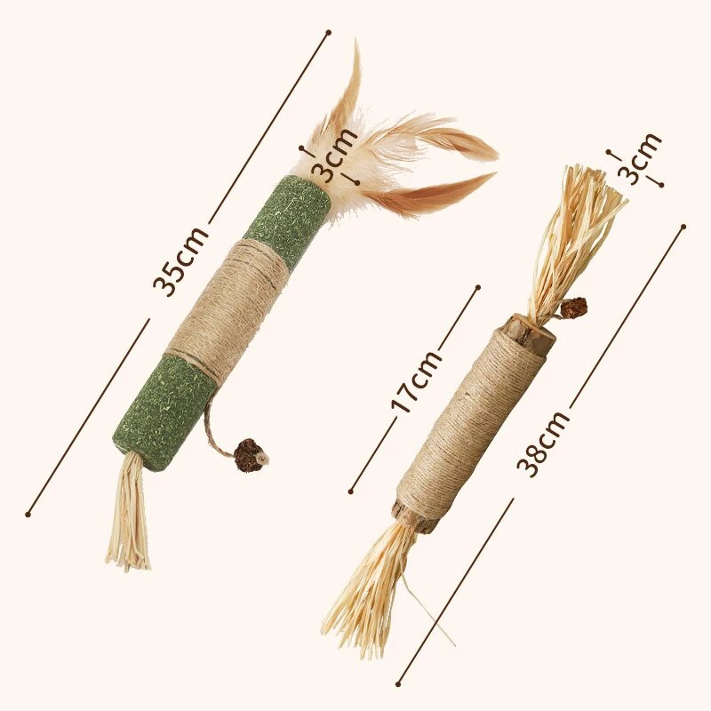 Большая палочка для чистки зубов с котячьим мятным травой и деревянной игрушкой для улучшенного игрового опыта