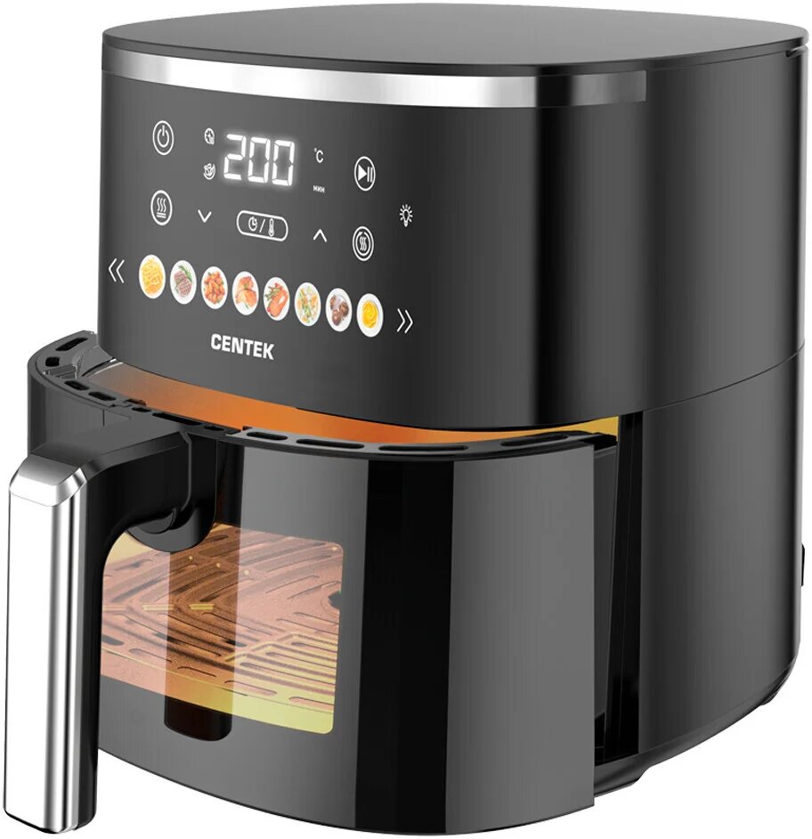 Аэрогриль (аэрофритюрница) CENTEK CT-3106, 1750 Вт, металлический ТЭН, сенсорное управление, 6.5 л
