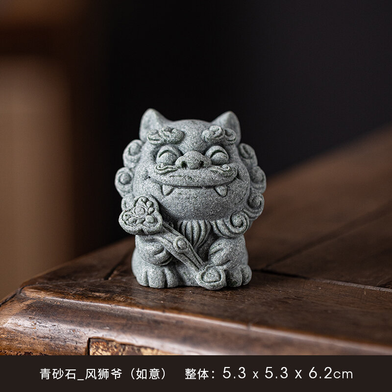 Китайский стиль каменного льва, пара настольных украшений, талисман удачи, креативный ветровой лев, бог бонсай, аквариумный пейзаж, украшение для чайного питомца