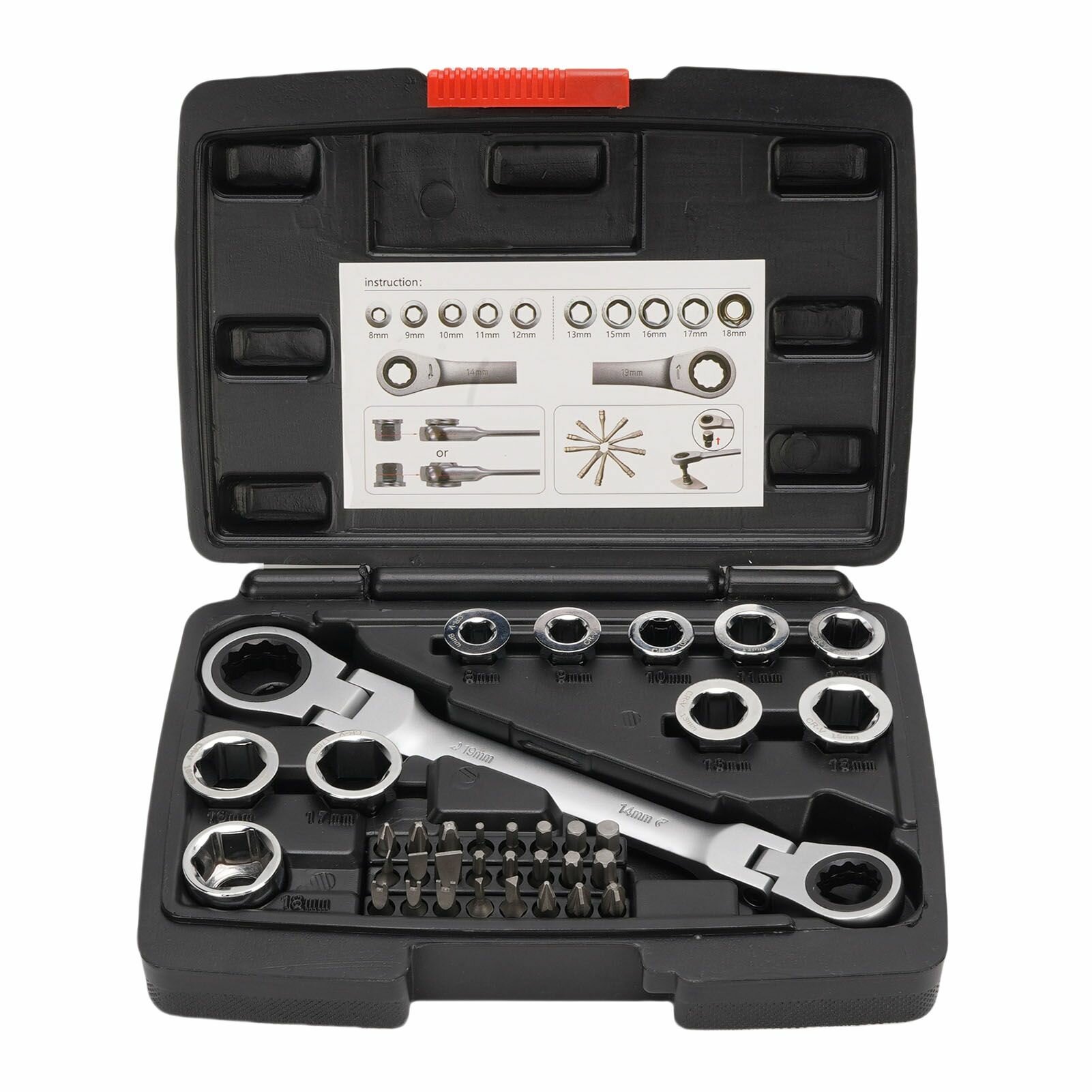 Набор двусторонних трещоточных ключей 14-19 мм, 36 предметов, с поворотной головкой (с видео)