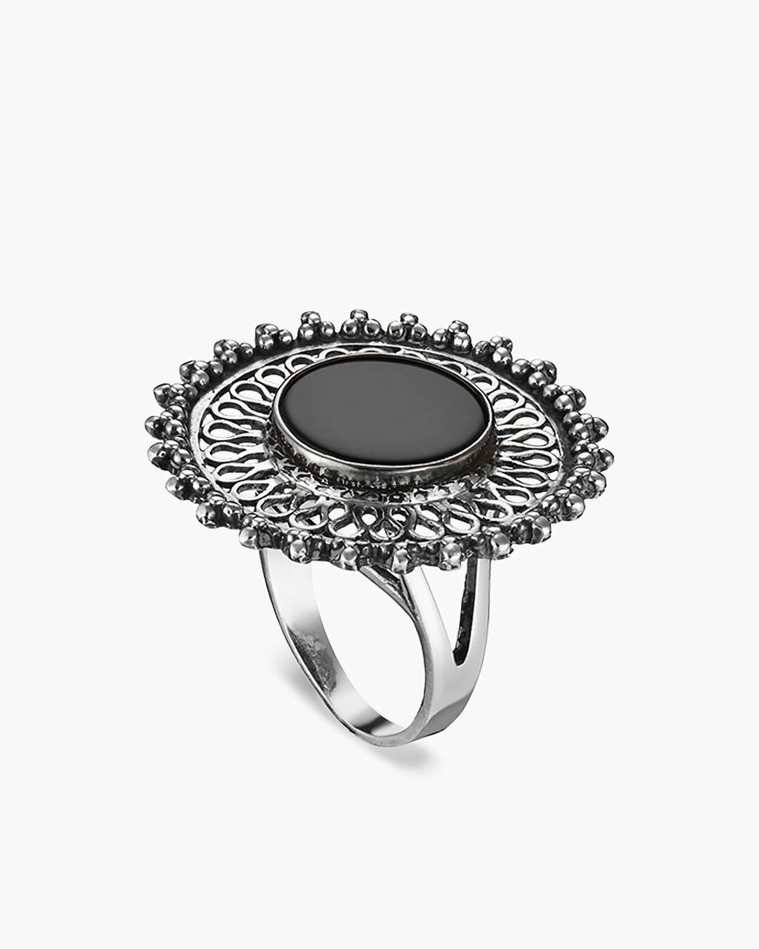 Кольцо, серебро, 925 проба, оникс