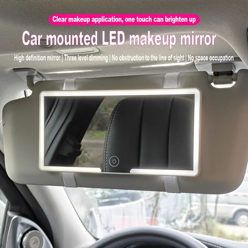 Солнцезащитный козырек в авто с зеркалом и LED, черный