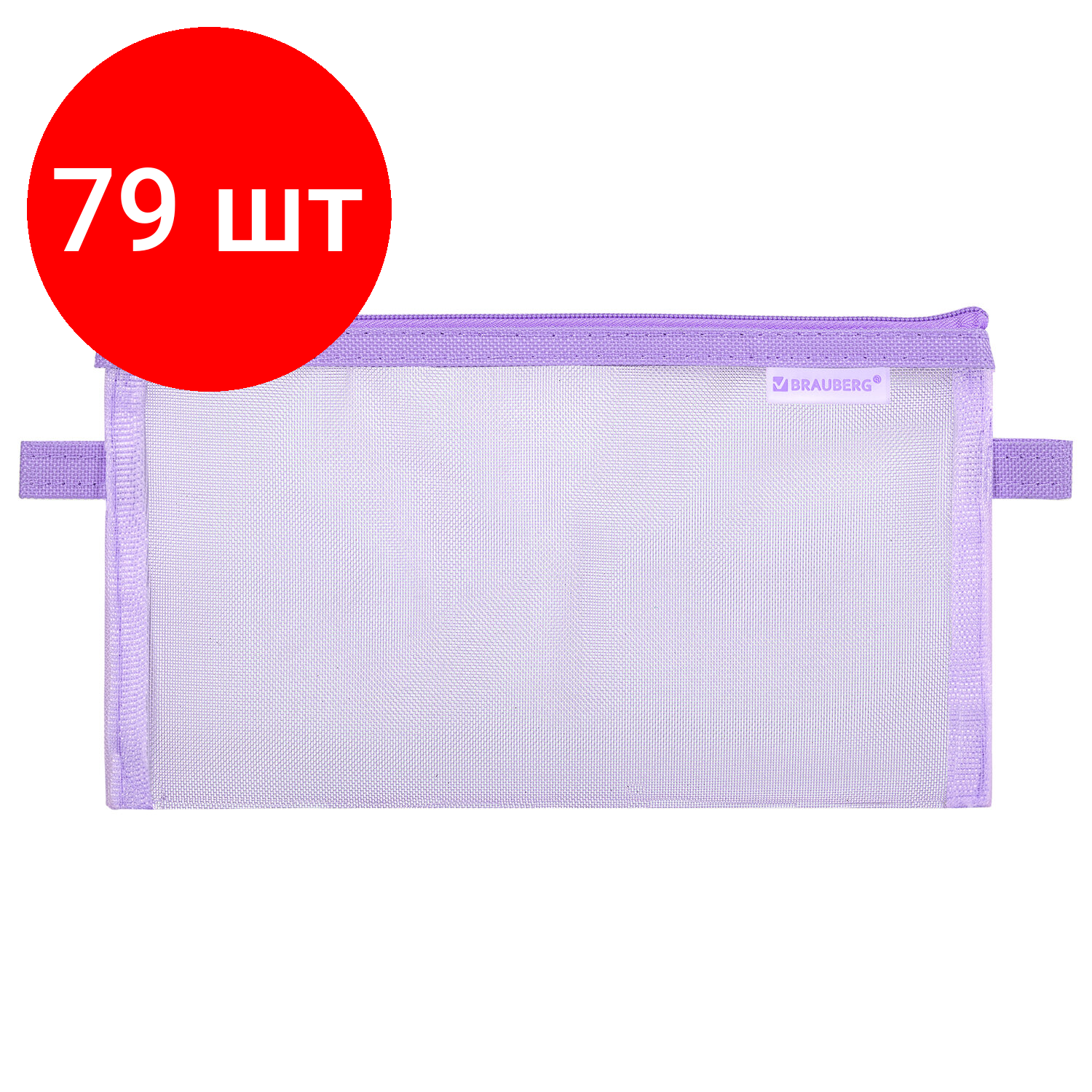 Комплект 79 шт, Пенал-конверт BRAUBERG, сетка, 22x10 см, фиолетовый, 272239