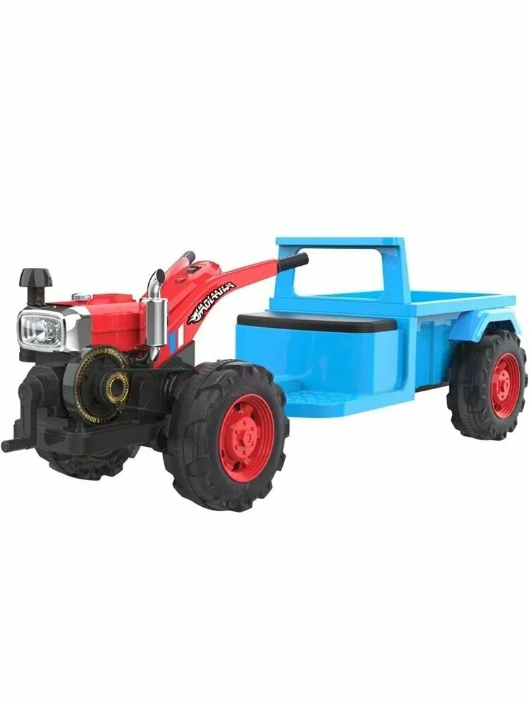 Шагающий трактор, электрический игрушечный автомобиль, может садиться на людей, четырехколесный, для мальчиков и девочек, детский, с ведром