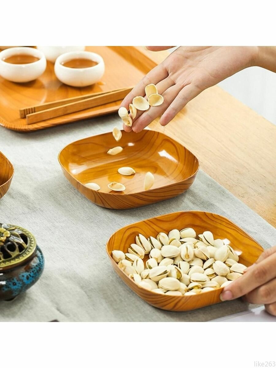 Миска для вертела, кухонная квадратная тарелка из деревянного пластика