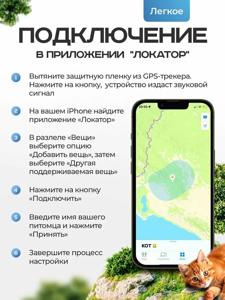 GPS трекер для собак и кошек для IPHONE, поиск питомца одним нажатием, удалённое позиционирование, напоминание о потере.