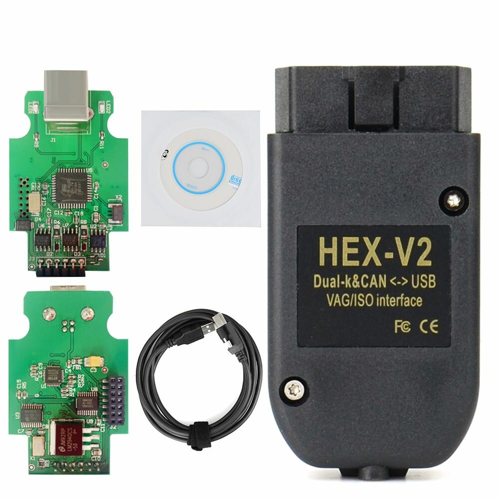 Диагностический сканер VAG HEX-V2 OBD2 с чипом ATMEGA162 для Volkswagen / Audi / Skoda / Seat 1998–2019 (VCDS, VAG‑COM, Вася)