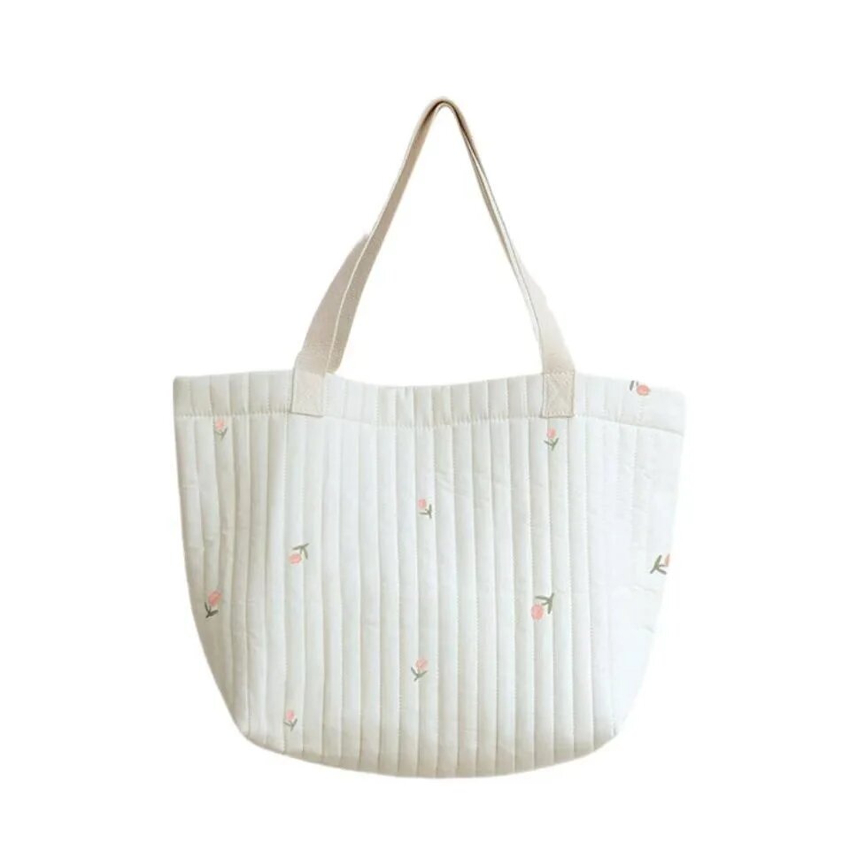 Хлопковая сумка для детских подгузников с вышивкой, большая вместительная сумка-тоут для мамы, многофункциональный органайзер для детских товаров, женская сумка для подгузников на плечо