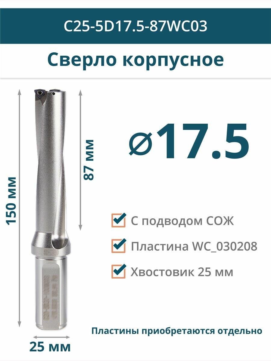C25-5D17.5-87WC03 сверло корпусное 5D - 17.5 мм / сменная пластина WC_030208