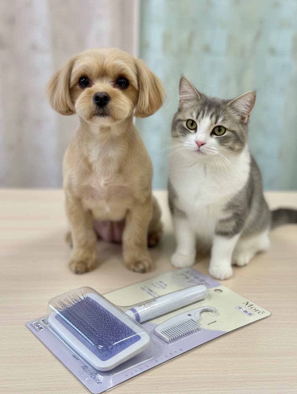 Сликер пуходерка Japan Premium Pet профессиональный для средней и длинной шерсти собак и кошек, размер S