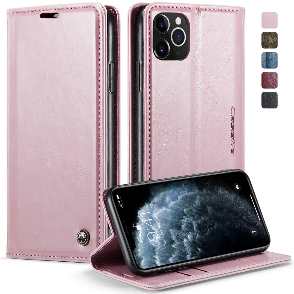 CaseMe Кожаный книжка чехол для iPhone 11 Pro Max / Aйфон 11 про макс с визитницей из экокожи