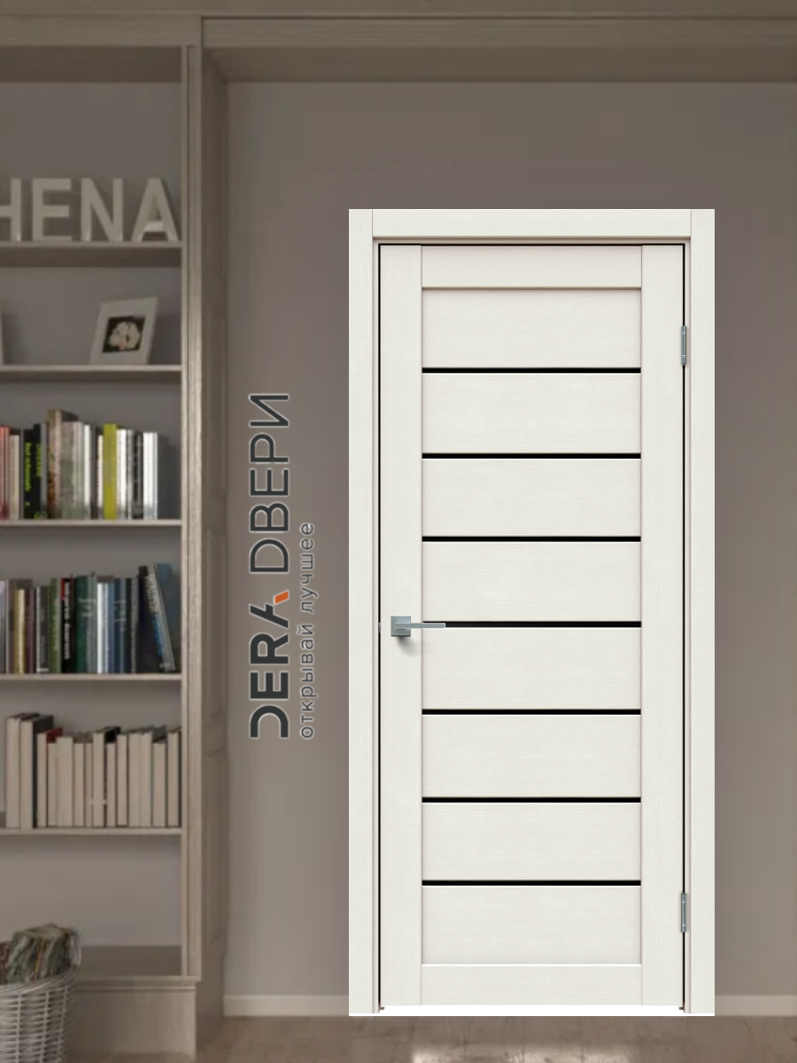 Дверь межкомнатная Дера (комплект) 80*200см Tandem PRO-1. ЭКШ, Белая акация, МДФ, вставка стекло, 1шт.