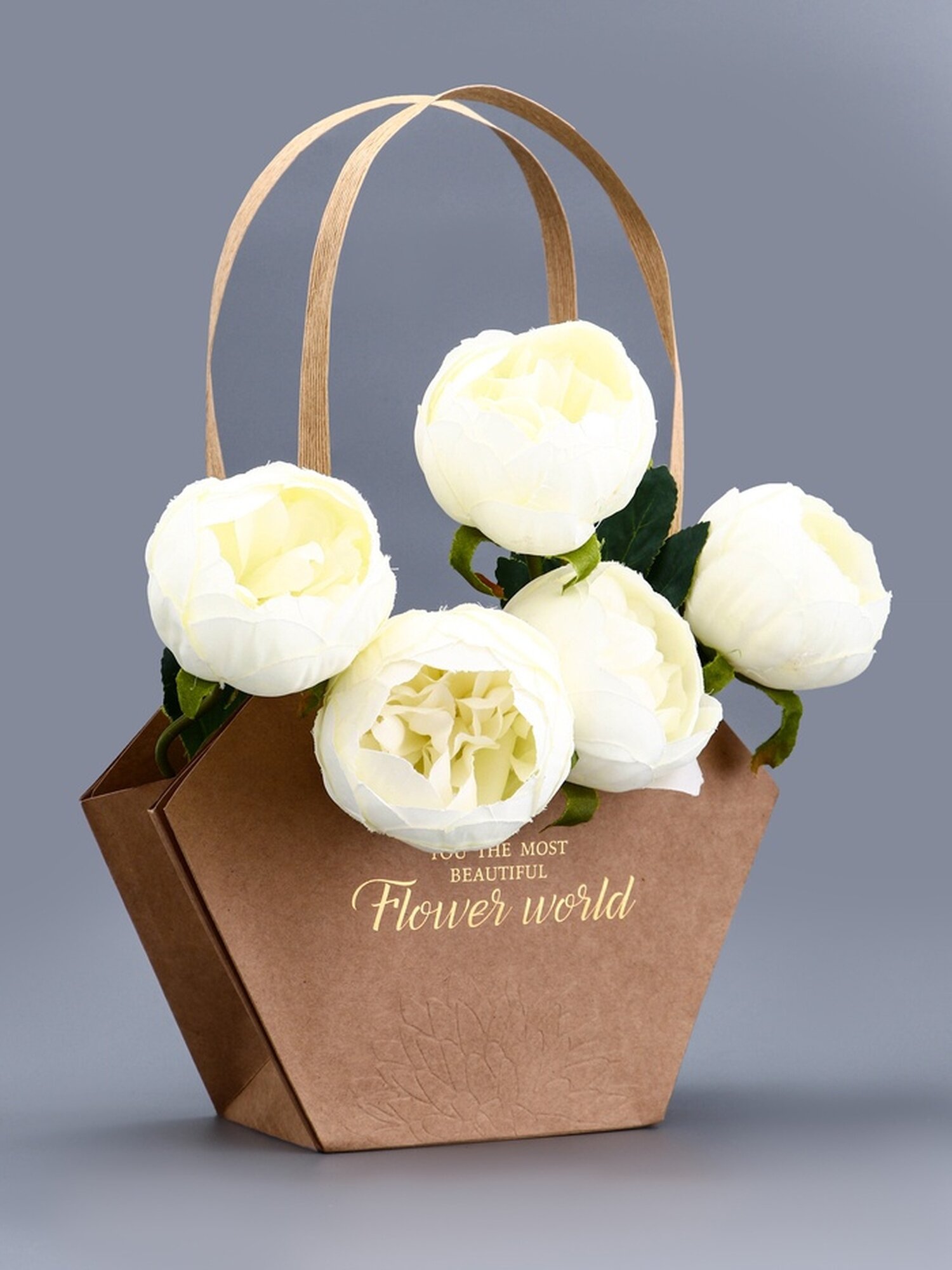 Сумка для цветов тиснение крафт, "Самой прекрасной", влагостойкая, 23х15х9 см 10771216