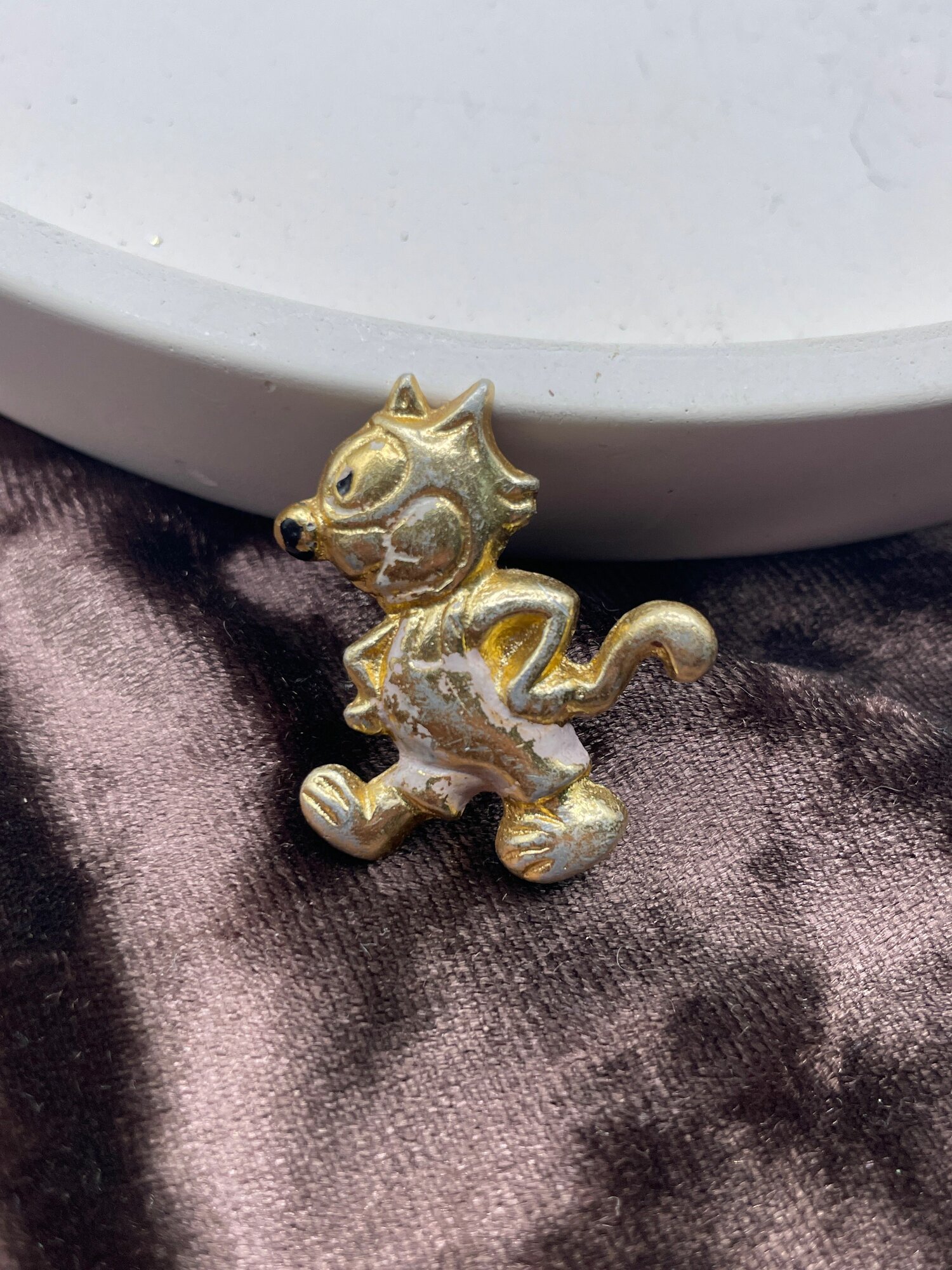 Винтажная детская брошь, Кот