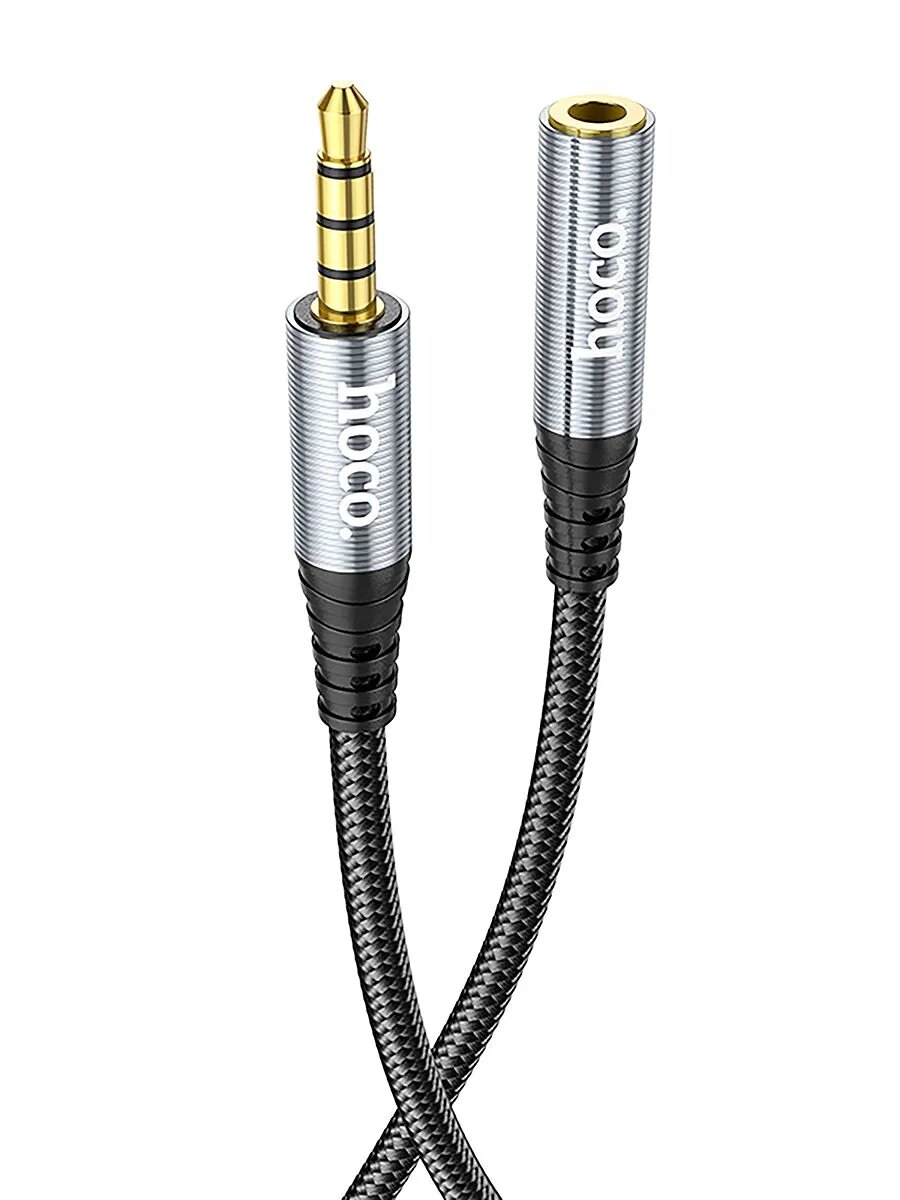 Аудио-удлинитель Hoco UPA20 AUX Jack (3,5мм папа + 3,5мм мама), 1 метр, черный