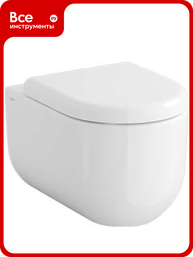 Подвесной унитаз VitrA Liquid безободковый, санфарфор, антибактериальное покрытие, микролифт, белый, современный