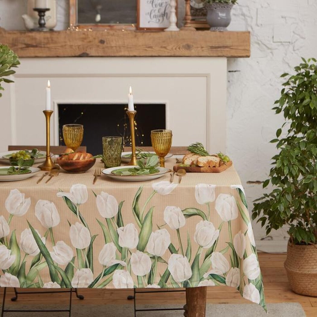 Скатерть "Этель" Белые тюльпаны 149х110см