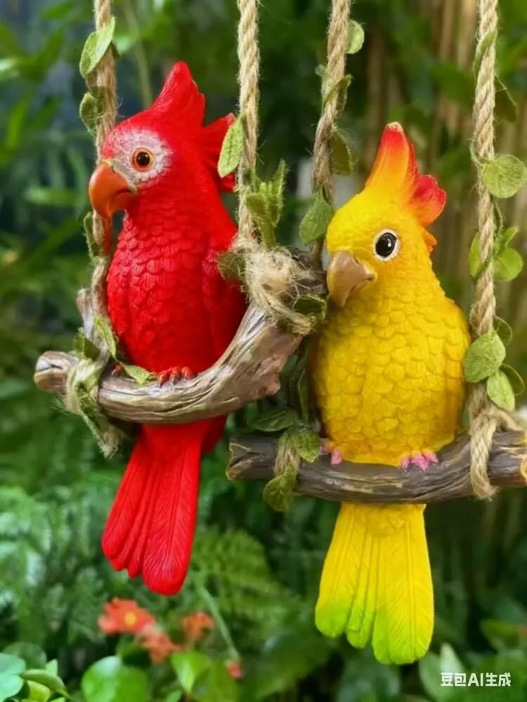 2 Зелёные и желтые попугаи