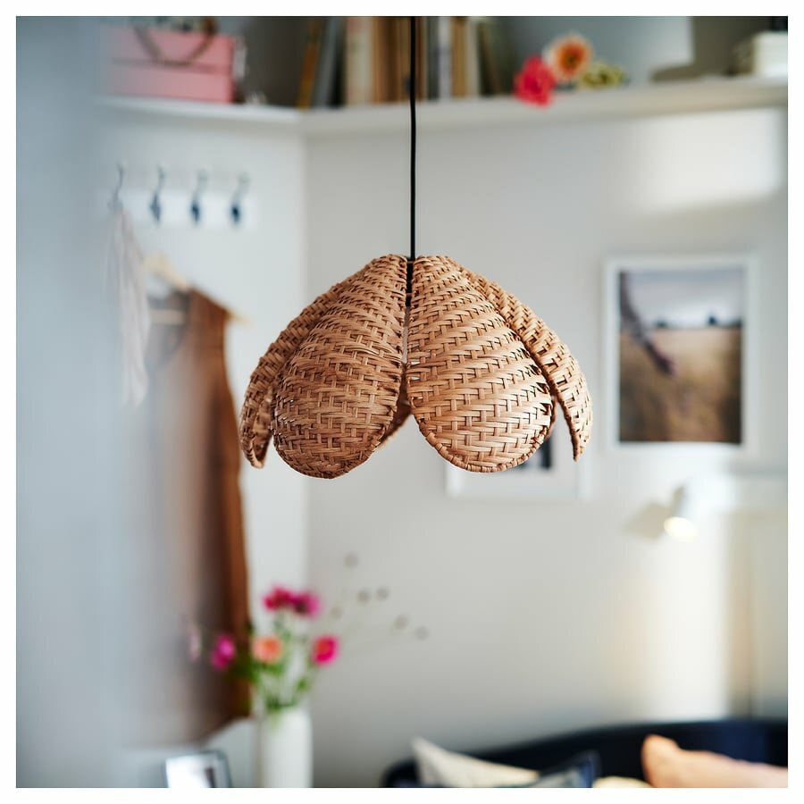 Абажур подвесной из ротанга и стали IKEA SANDKORN, цвет бежевый, 45 см 805.981.23