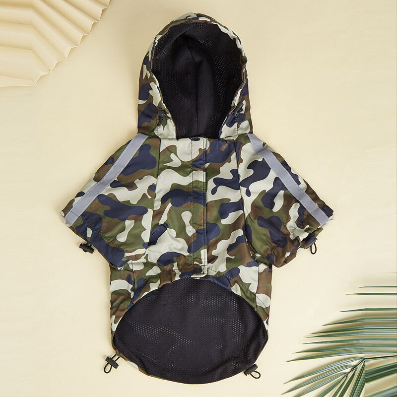 2026 Одежда для собак маленьких, средних и больших собак, дождевик для померанов, корги, четырехсезонный дождевик для щенков с отражающими полосками, камуфляжный дождевик для питомцев