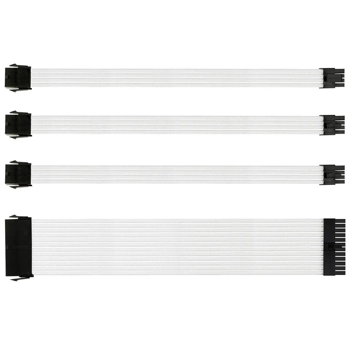 Комплект удлинителей кабелей питания 18AWG 30см 24+8Pin White Black