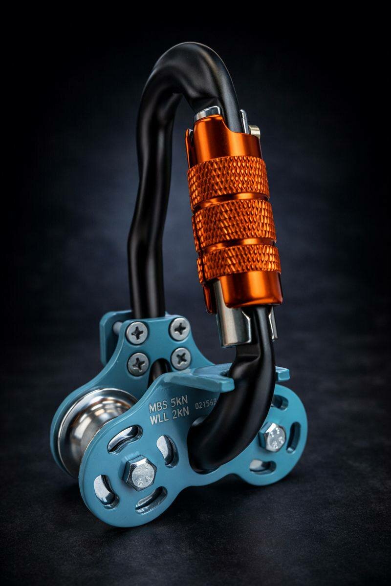 Ролик "Трек" с карабином 0277-2 "Гусь" автомат, мятный. Вертикаль