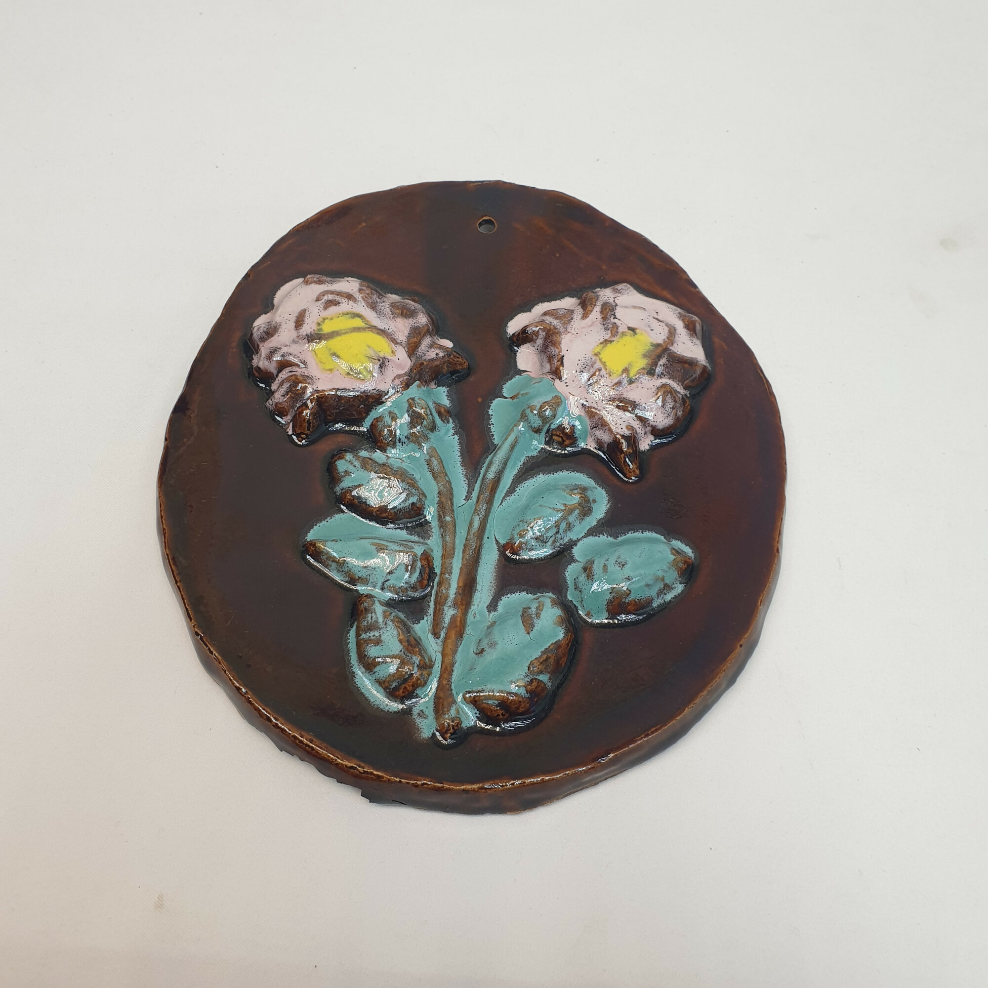 Панно керамическое СССР. Редкое, экспериментальный образец. Цветы. Орловский завод керамики