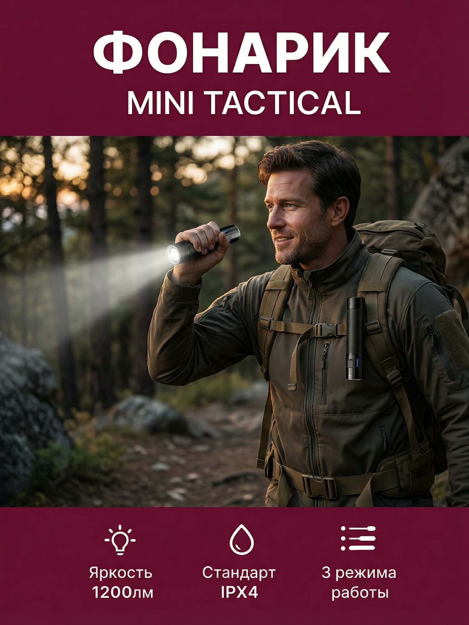 Портативный фонарик NexTool Mini Tactical Flashlight 1200lm IPX4 (Black) NE20069 CN