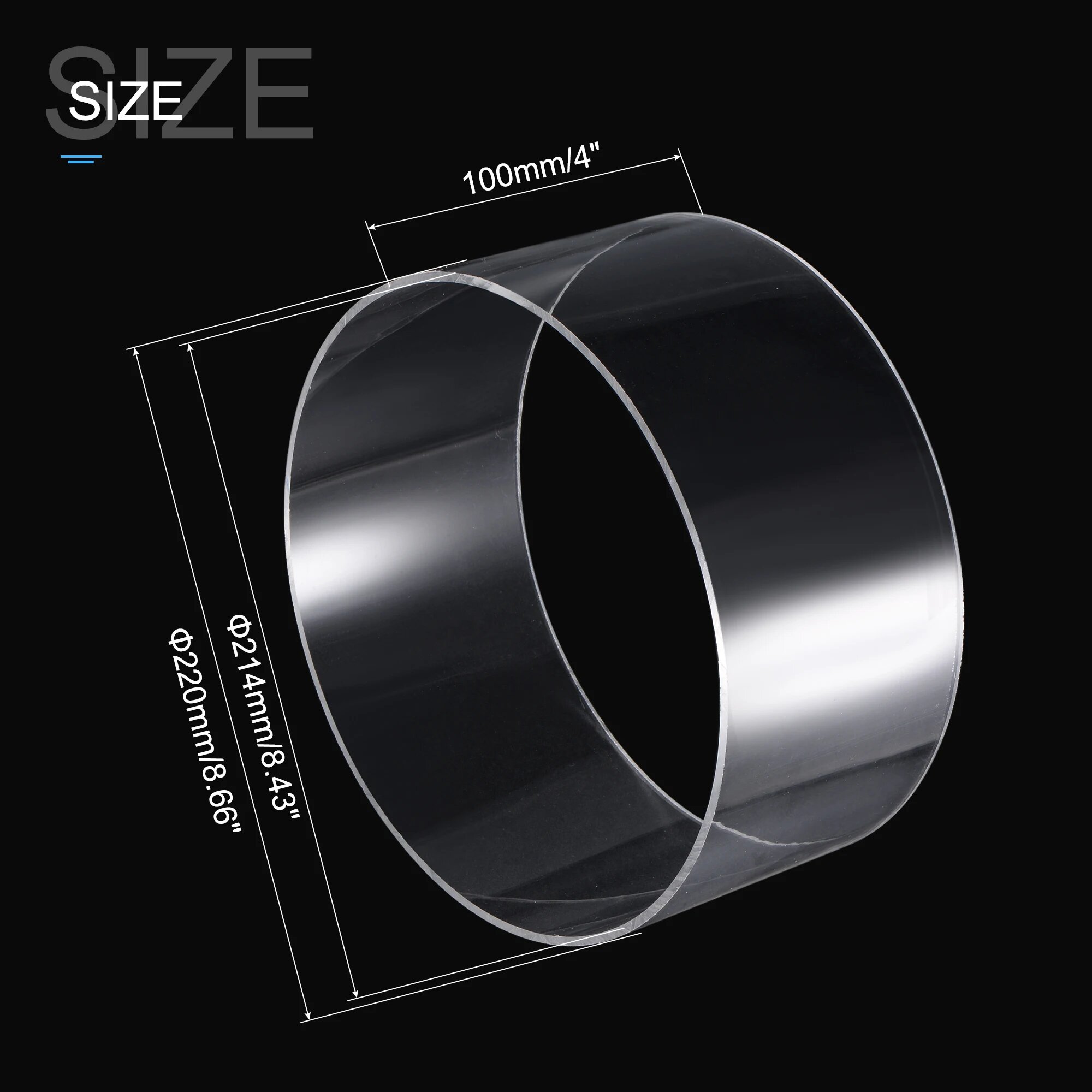 Прозрачная акриловая трубка 100 мм 214mm ID 220mm OD