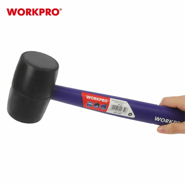 Киянка с пластиковой рукояткой 450г резиновая черная WORKPRO