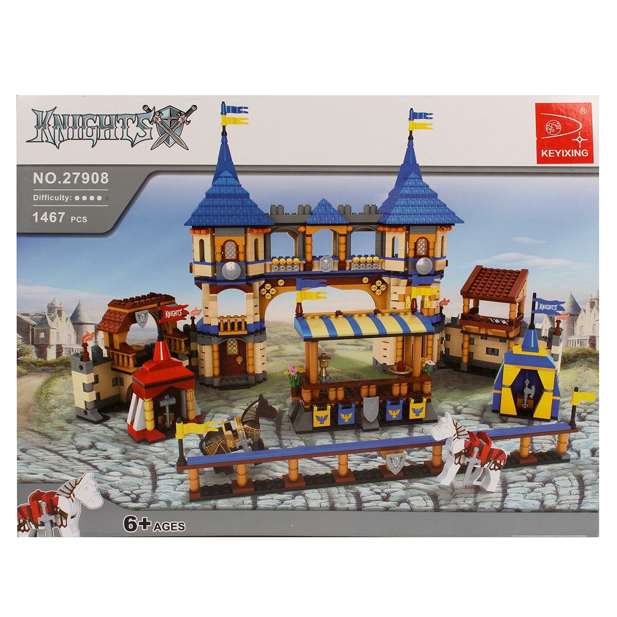 Конструктор блочный 'Рыцарский турнир', 1467 дет, замок с башнями, пластик, от 6 лет