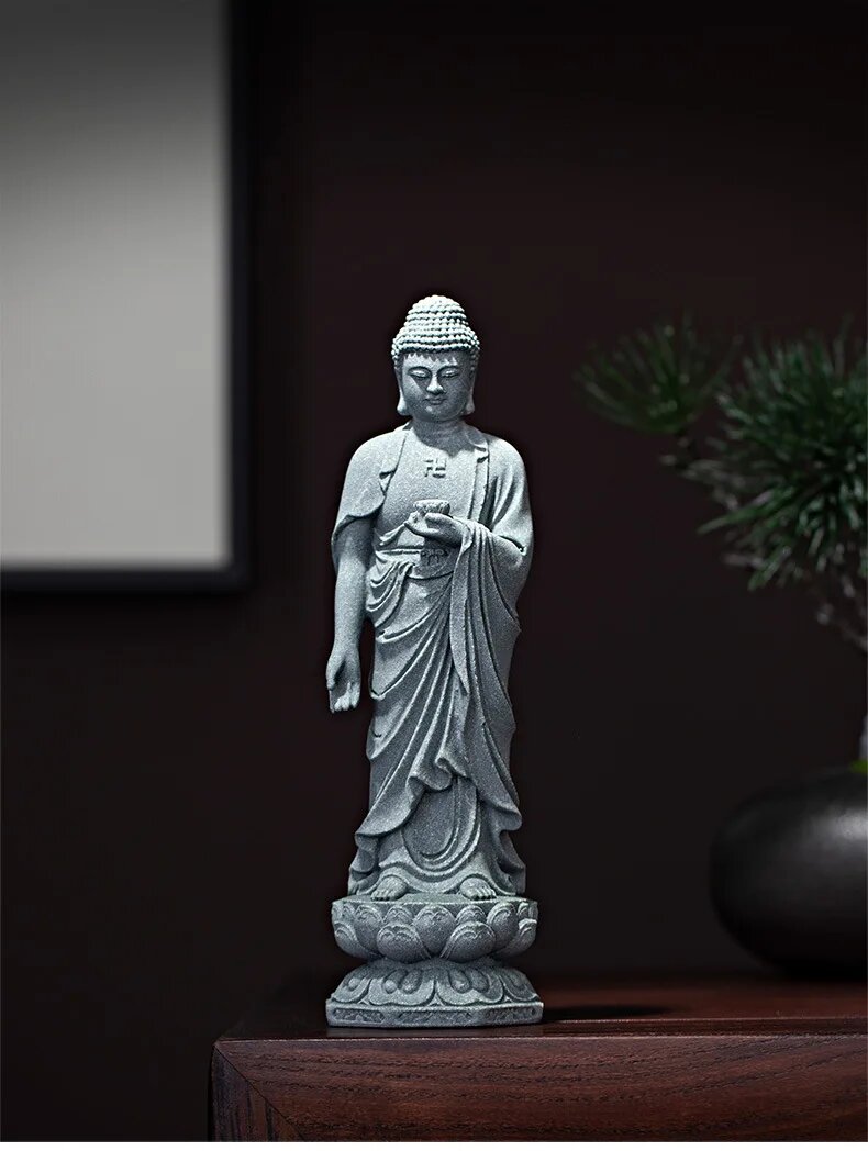 Скульптура Будды из зеленого песчаника QIANFANEIVES 3