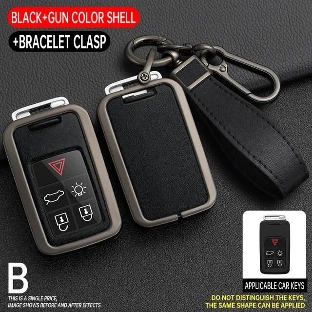 Чехол для автомобильного ключа для Volvo XC60 V60 S60 XC70 V40, кожаный держатель для ключей, black