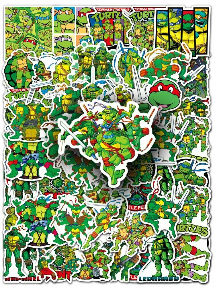 50 штук наклеек с черепашками-ниндзя-подростками-мутантами