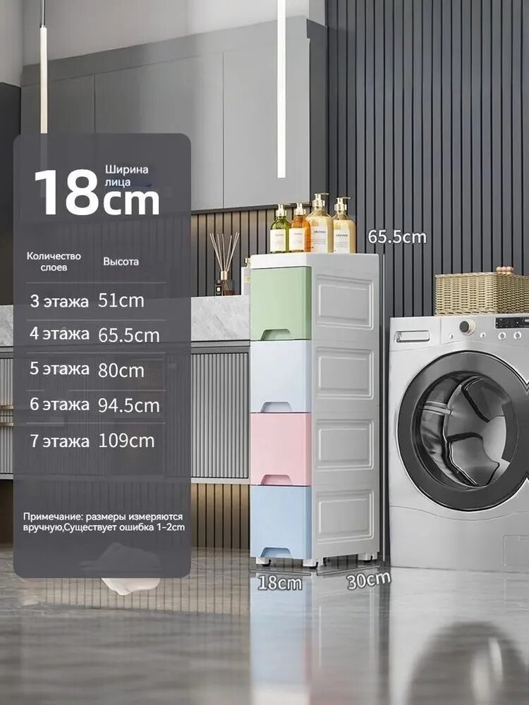 Комод для ванной комнаты 18x30x65.5 см пластиковый белый минимализм