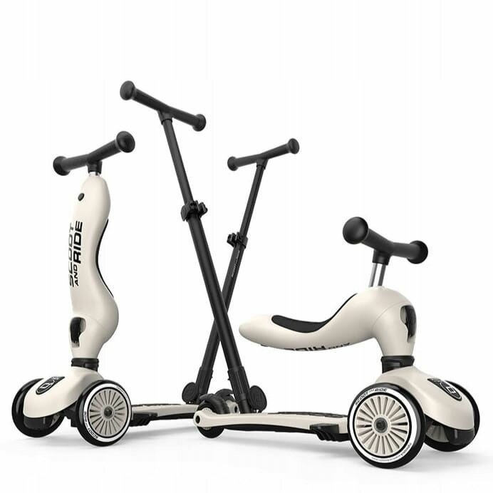 Детский самокат Scoot And Ride - Highwaykick 1 PUSH AND GO 2-в-1 самокат-беговел с ручкой, белый -S00067