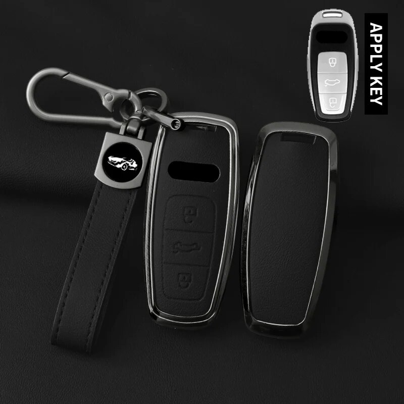 Черный кожаный чехол для ключей Audi Black Set2