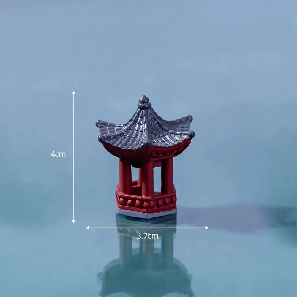 Павильонные украшения, кукольный домик, азиатский пейзаж, миниатюрная бонсай статуэтка