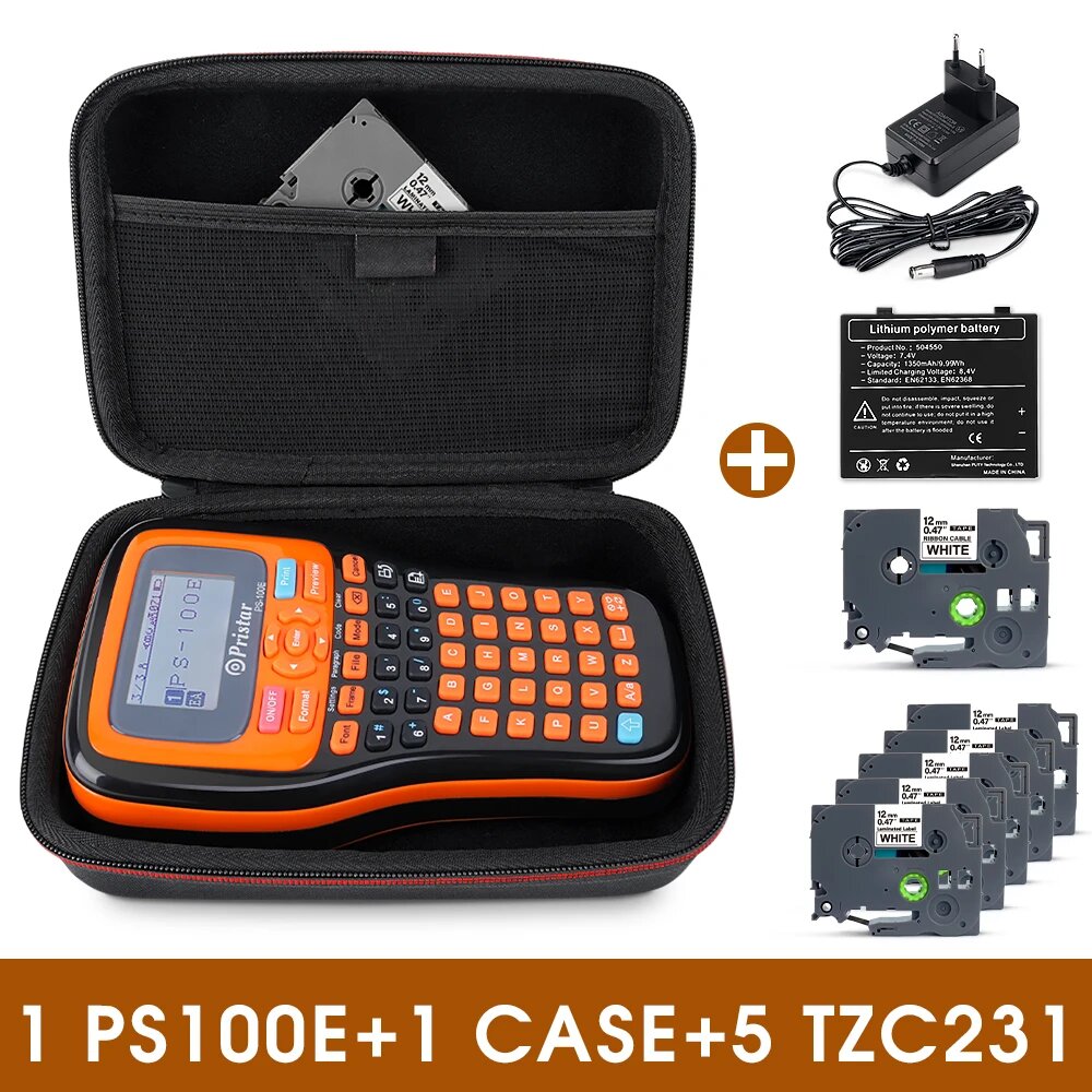 Портативный принтер этикеток PS100E, EU Plug, 5 TZ-231