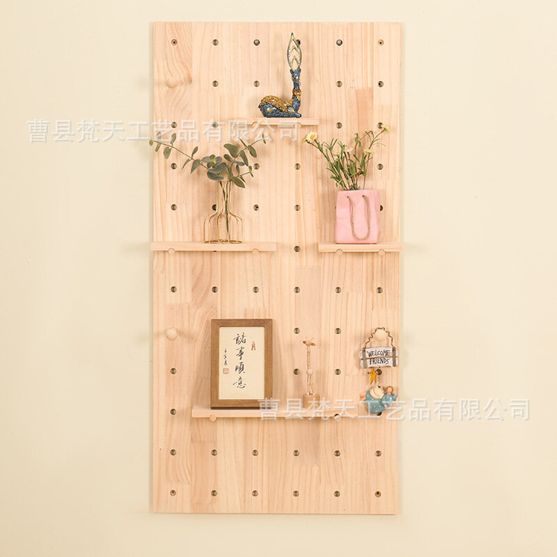 Деревянная перфорированная панель для хранения, декоративная полка для прихожей, гостиной, спальни, входная стена, органайзер из массива дерева