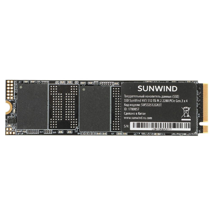 Твердотельный накопитель SSD M.2 512Gb SunWind NV3 SWSSD512GN3T, NVMe