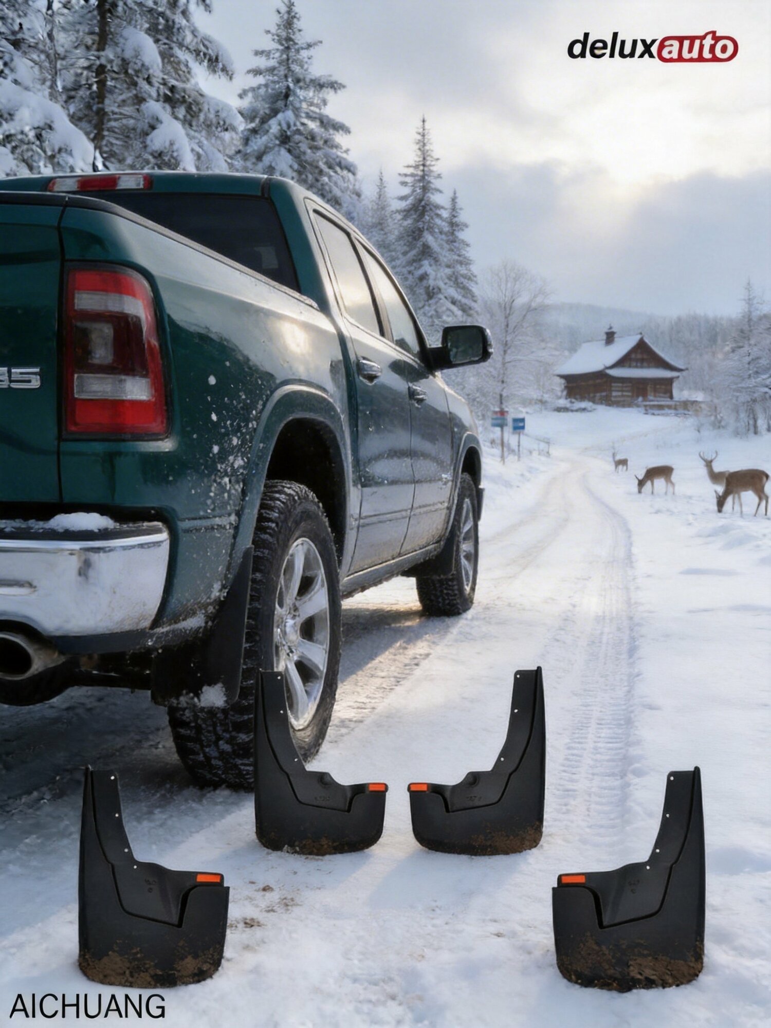 Брызговики передние и задние для RAM 1500 2019-2024 5 поколение, OE-Style с расширителями арок для защиты порогов и кузова