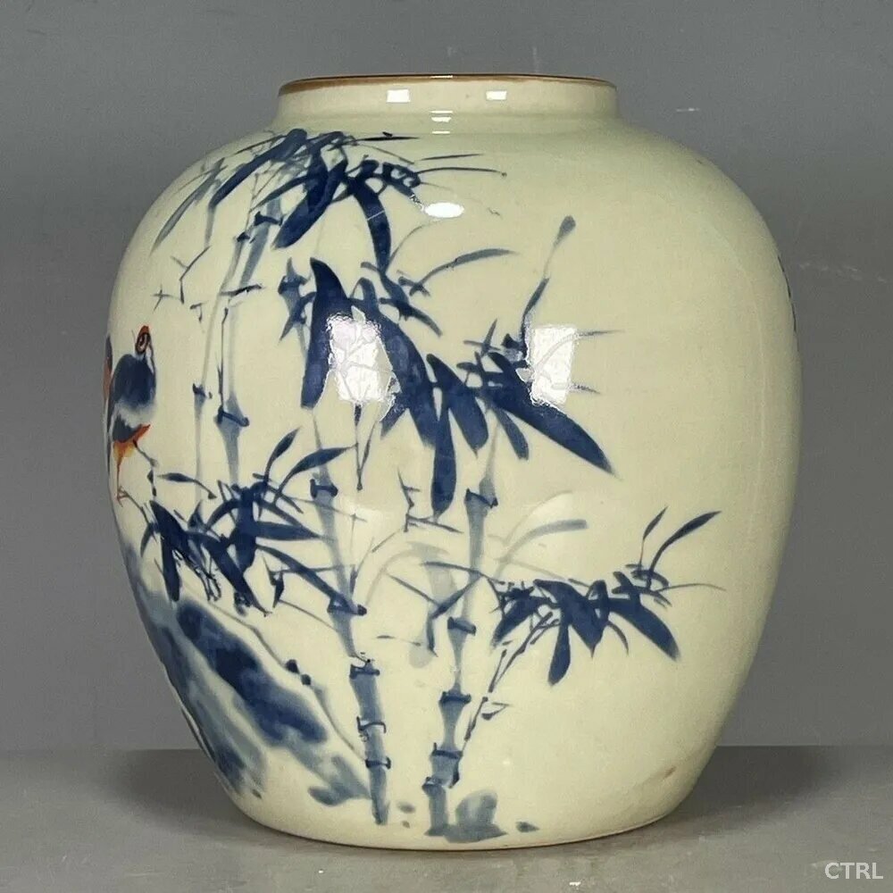 Винтажная ваза "Jingdezhen Pink Crane", керамика, напольная, 15х13 см